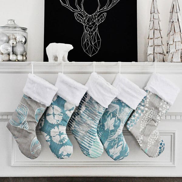 Blue Coastal Stockings - Etsy