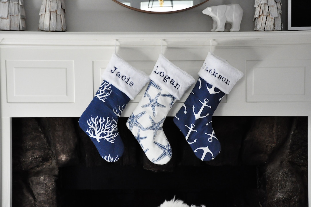 Beach Christmas Stocking, Coastal Christmas Stocking, Nautical ...
