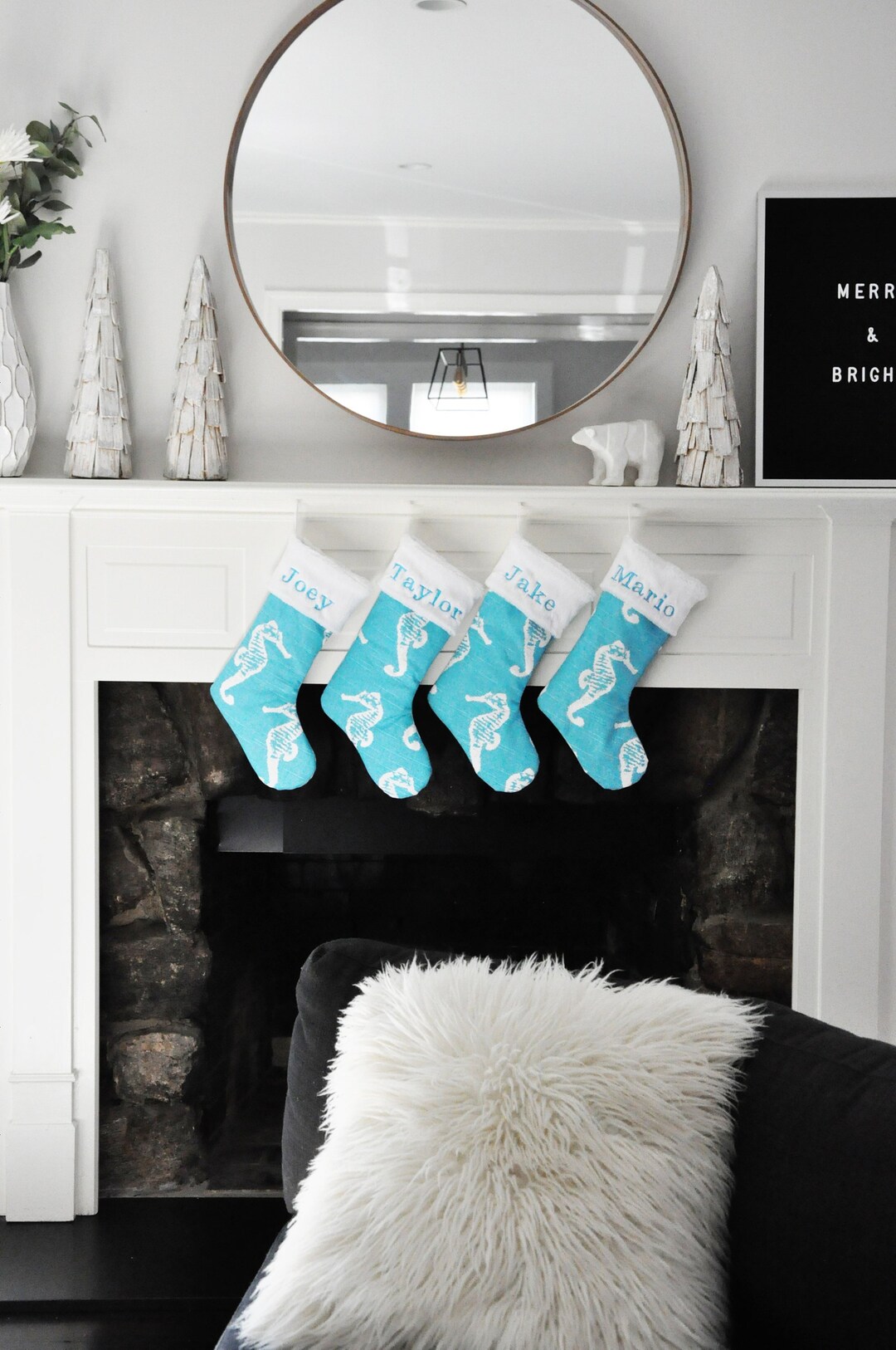 Seahorse Christmas Stocking, Coastal Holiday, Beach Decor, Seahorse ...
