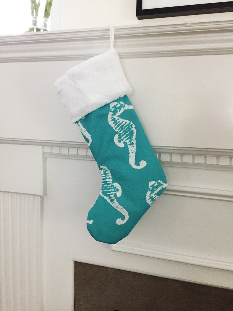 Personalized Nautical Christmas Stocking, Coastal Holiday, Ocean, Sea ...