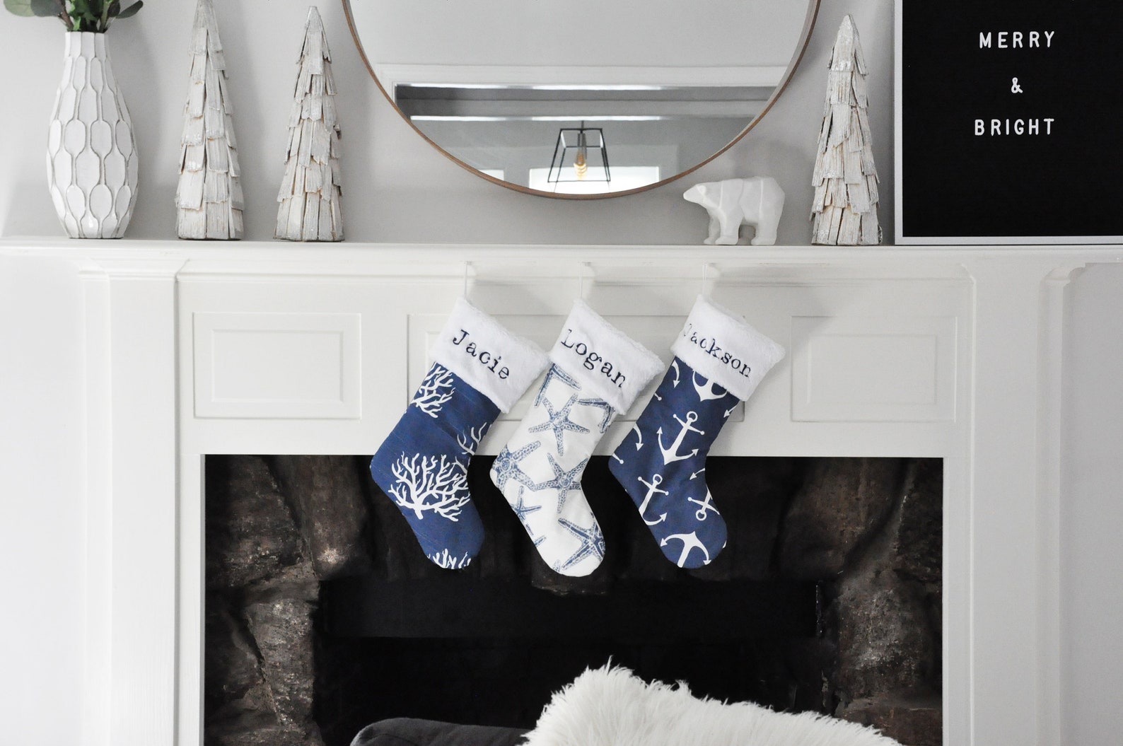 Beach Christmas Stocking Coastal Christmas Stocking Nautical - Etsy