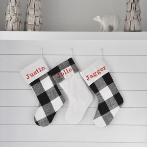 Buffalo Check Christmas Stocking, Personalized, Black and White ...