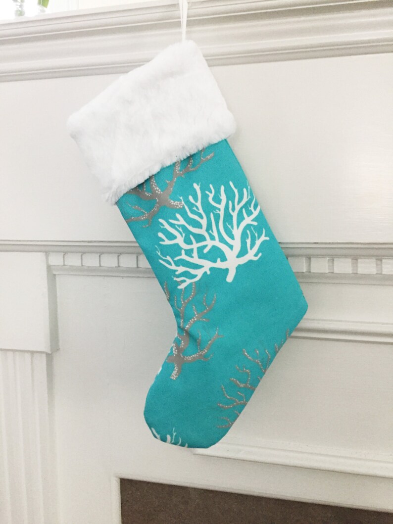 Personalized Nautical Christmas Stocking, Coastal Holiday, Ocean, Sea ...
