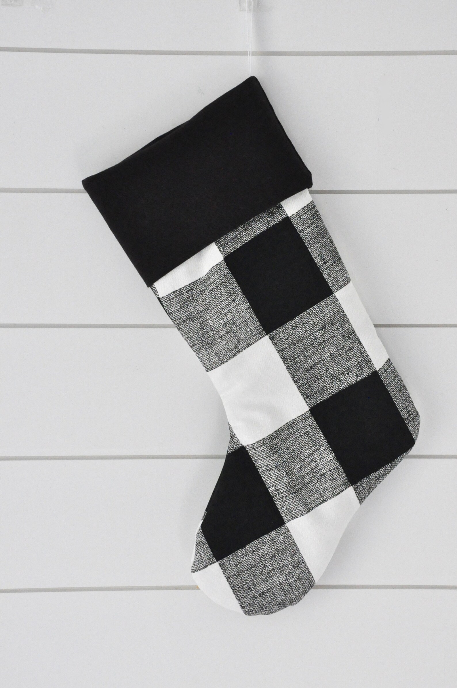 Buffalo Check Christmas Stocking Personalized Black and | Etsy