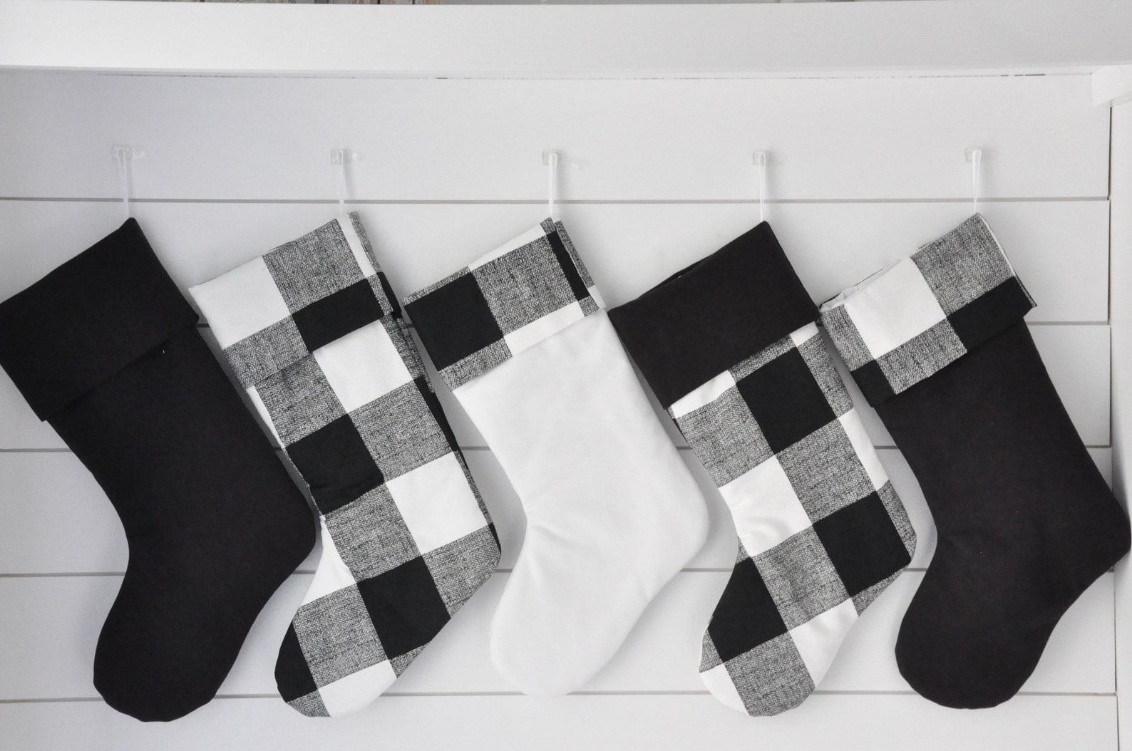 Buffalo Check Christmas Stocking Personalized Black and - Etsy