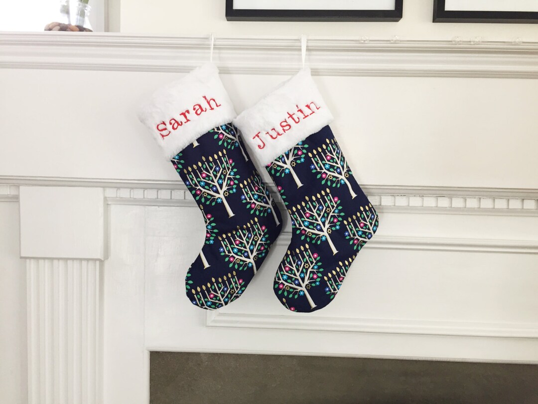 Hanukkah Stocking, Chanukah Gift, Hanukkah Decorations, Menorah, No.602 ...