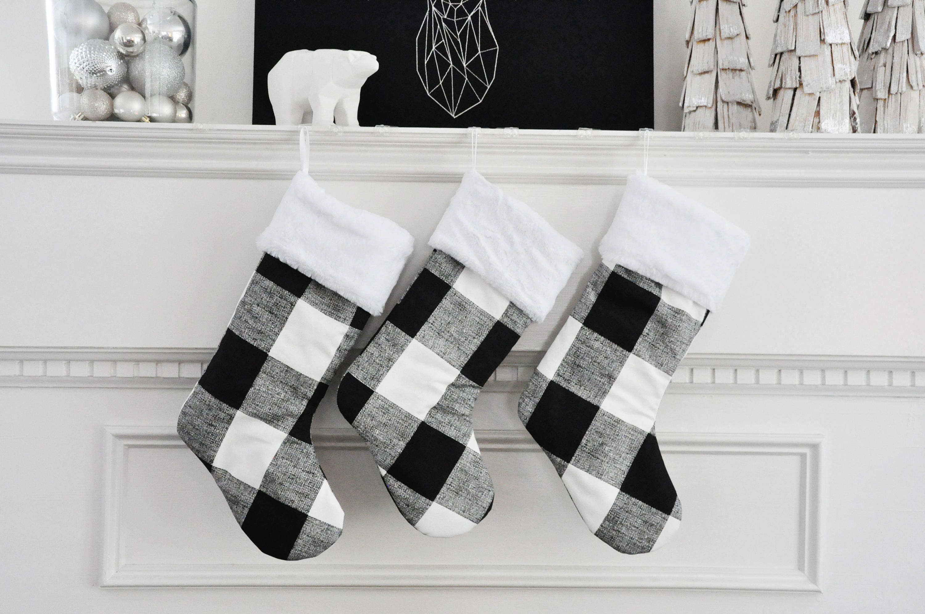 Red Buffalo Check Farmhouse Christmas Stocking Personalized | Etsy