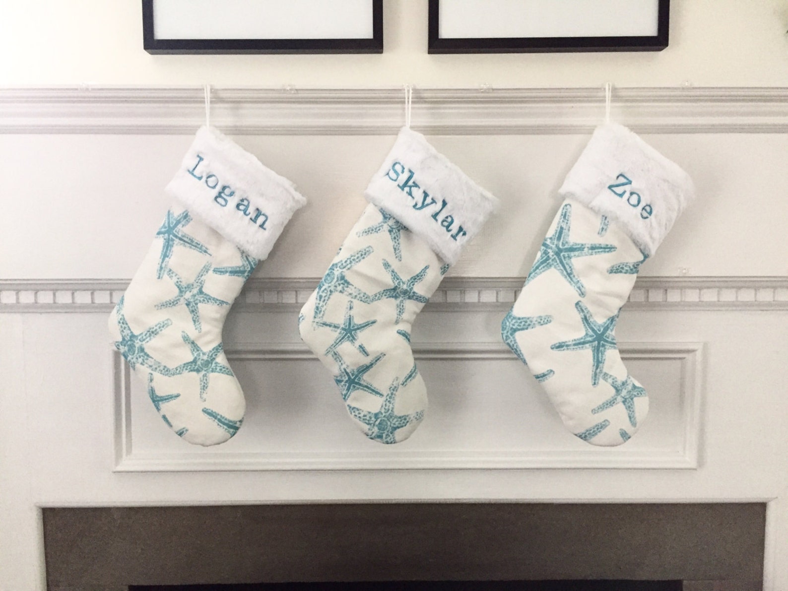 Beach Christmas Stocking, Coastal Christmas, Ocean Stocking, Starfish ...