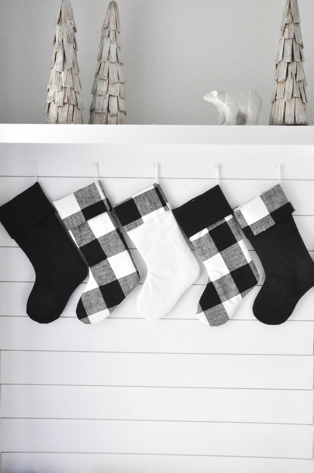 Buffalo Check Christmas Stocking, Personalized, Black and White ...