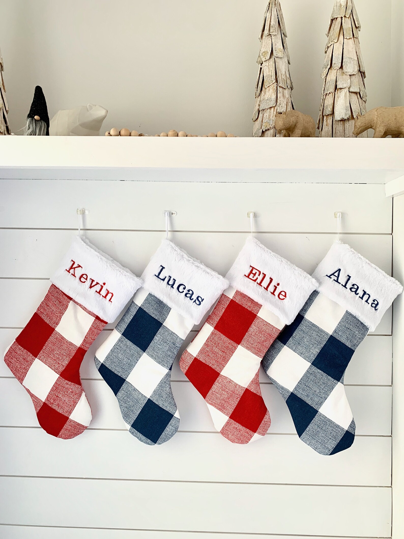 Red Buffalo Check Farmhouse Christmas Stocking Personalized - Etsy
