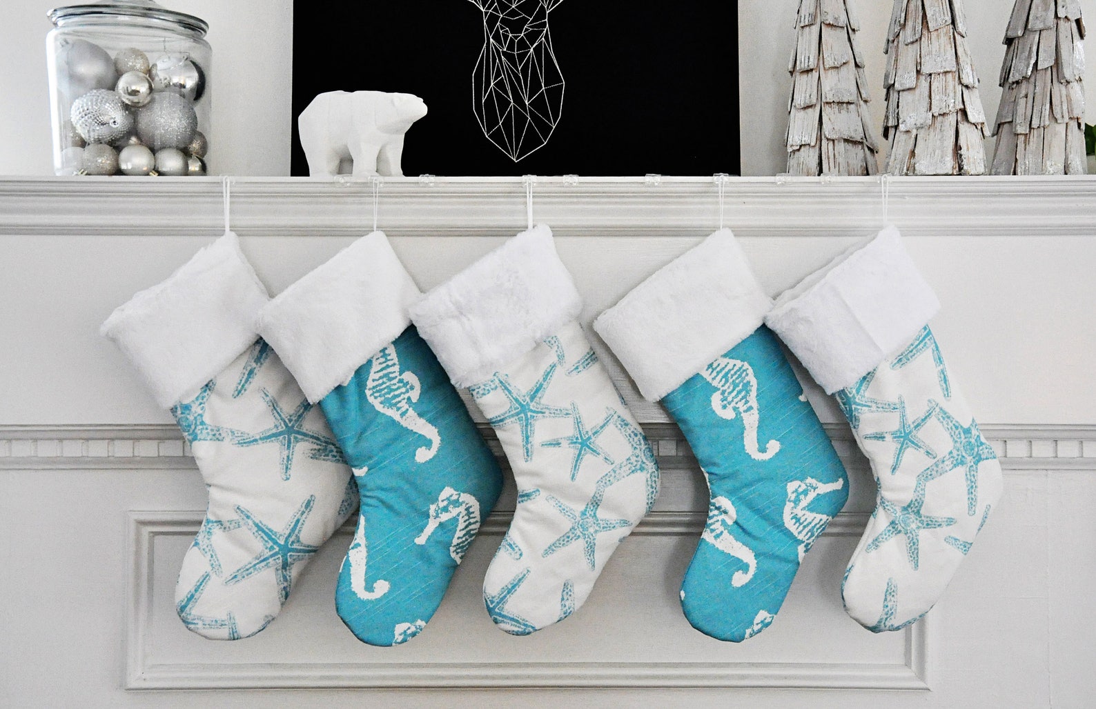 Beach Christmas Stocking, Coastal Christmas, Ocean Stocking, Starfish ...