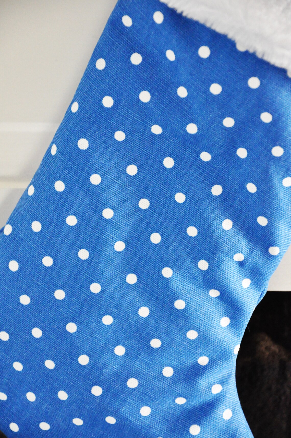 Cobalt Blue Christmas Stockings Chevron Dot Fulton Festive | Etsy