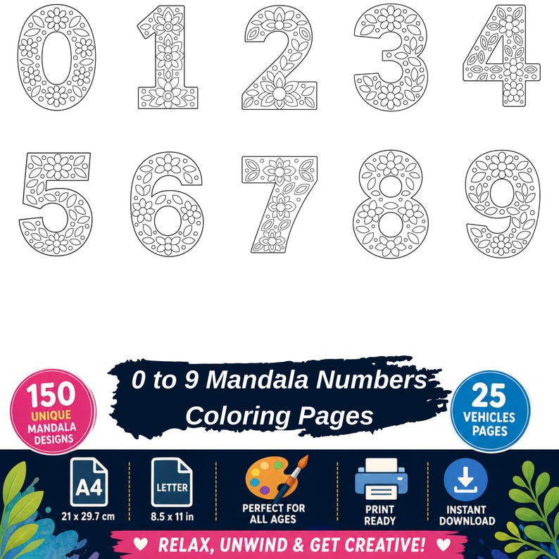 150 Mandala Coloring Pages Printable, Animal Alphabet PDF, Geometric ...