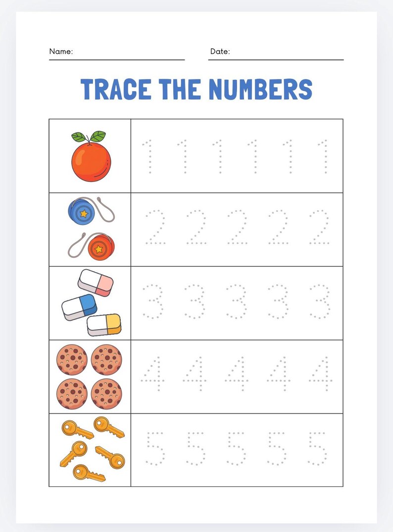 NUMBERS TRACING WORKSHEETS 1-10. 25 Pages - Etsy