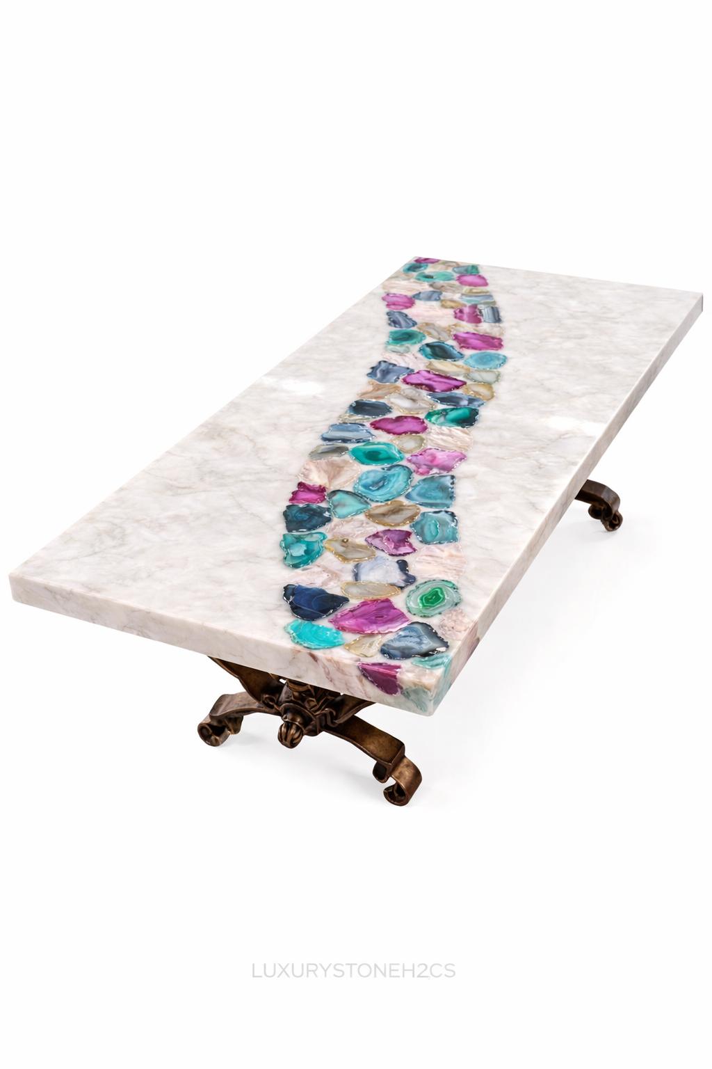 Modern Glam Agate Geode Dining Table Quartz Resin River Crystal ...