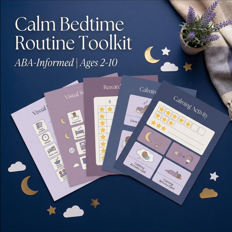 Kids Bedtime Routine Chart: Visual Schedule, Calm Down Tools (digital ...