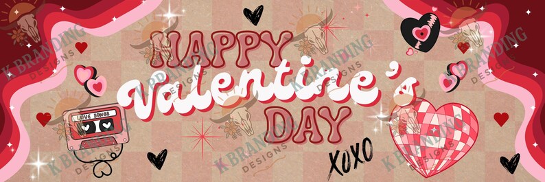 Retro Valentine's Day Banner Template | Editable Canva Backdrop ...