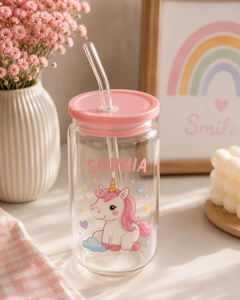 Personalized Cup With Color Lid, Cute DIY Name Cup, Birthday Gift ...