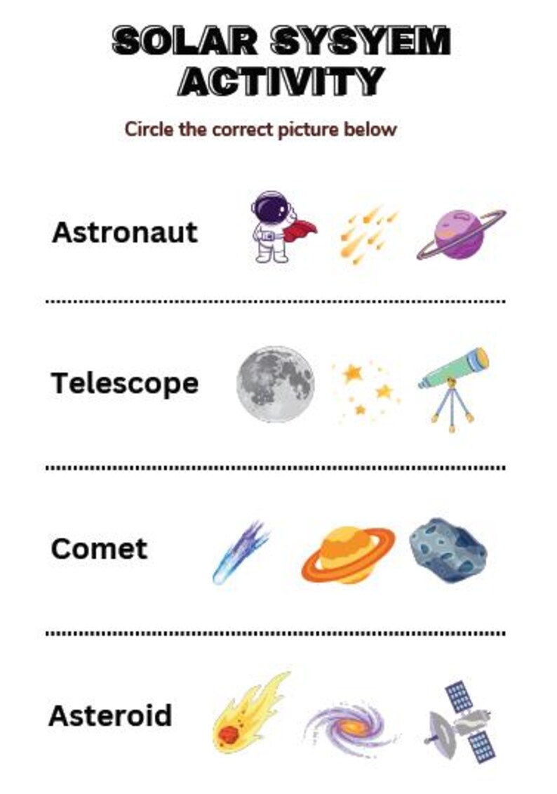 Solar System Activity Book for Kids | Montessori Space Worksheets ...