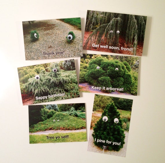 Items similar to Googly-eyed Tree Postcards on Etsy