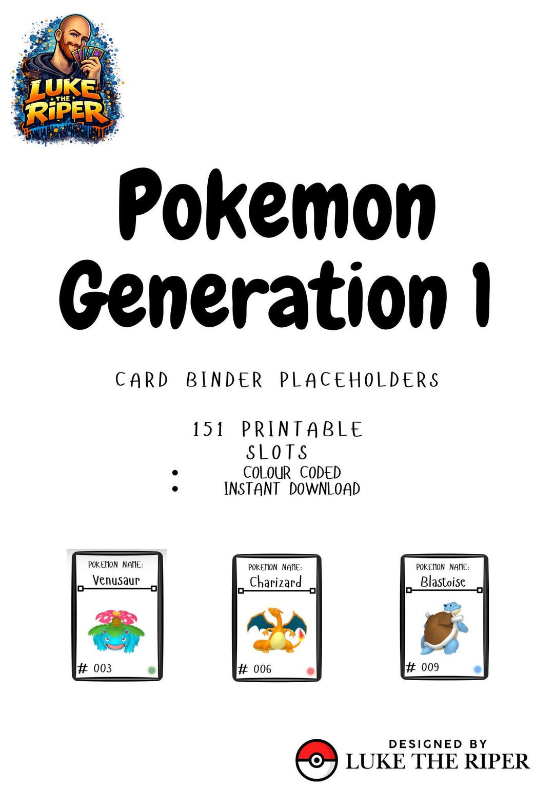 Pokemon 151 Printable Binder Checklist | Gen 1 Pokedex Tracker PDF ...