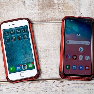 Leather Double Phone Case Dual Phone Case case holds two | Etsy