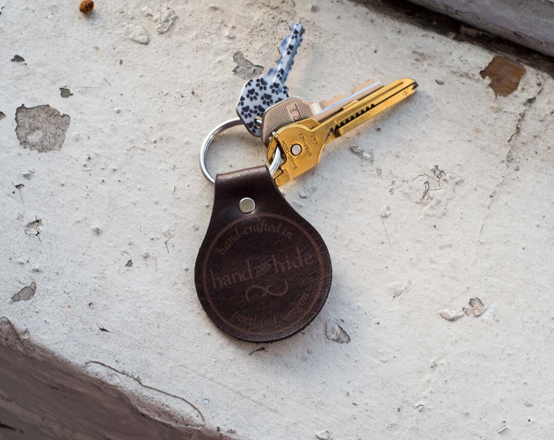 Leather Key Chain, Logo Key Fob, Hand and Hide, Personalized Gifts ...