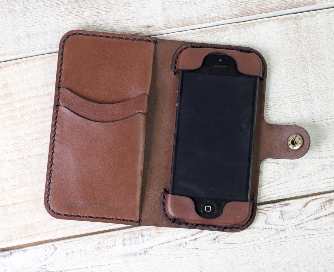IPhone SE Leather Wallet Case, Handcrafted From Full Grain Italian ...