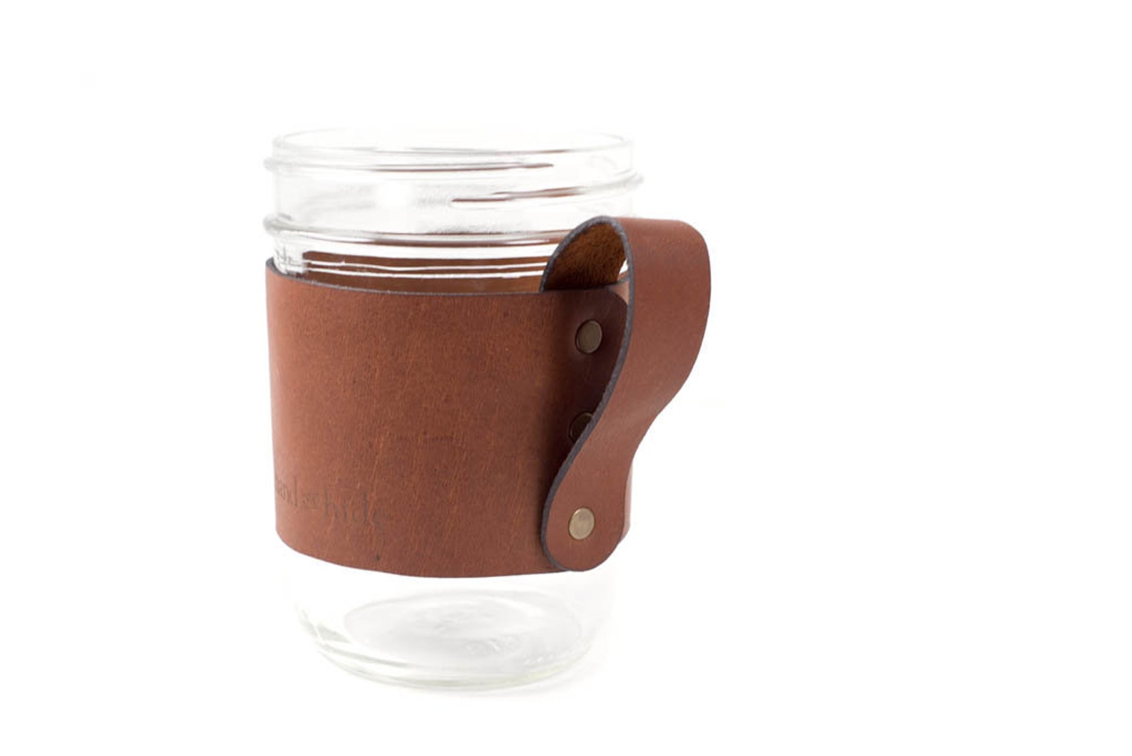 Leather Mason Jar Handle, Mason Jar Holder, Mason Jar Sleeve, Leather ...
