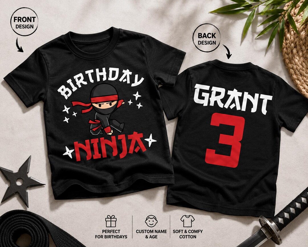 Personalized Birthday Ninja Shirt Boy, Custom Name Age Birthday Ninja ...