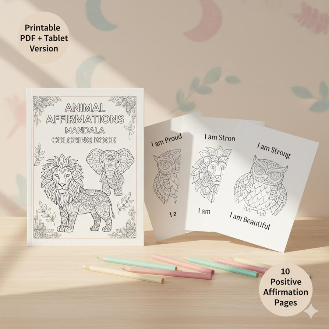 Animal Affirmations Coloring Book Printable – Mandala Self Love ...