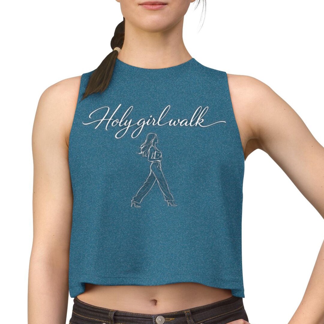 Holy Girl Walk Crop Top | Faith Typography, Silhouette Graphic - Etsy