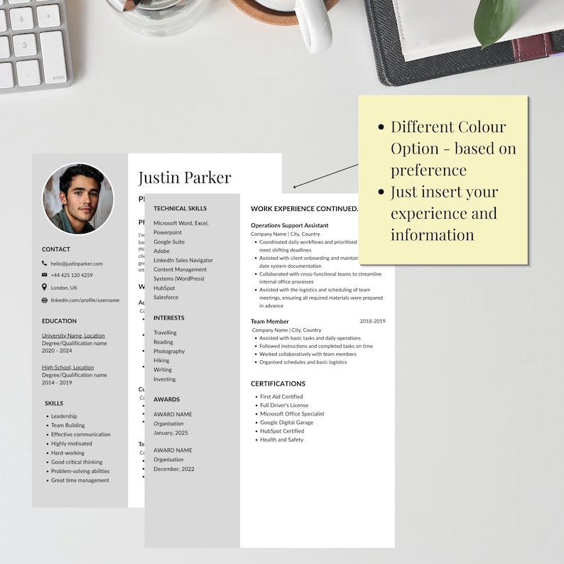 Creative Resume Template for Canva, Modern CV Cover Letter Bundle ...