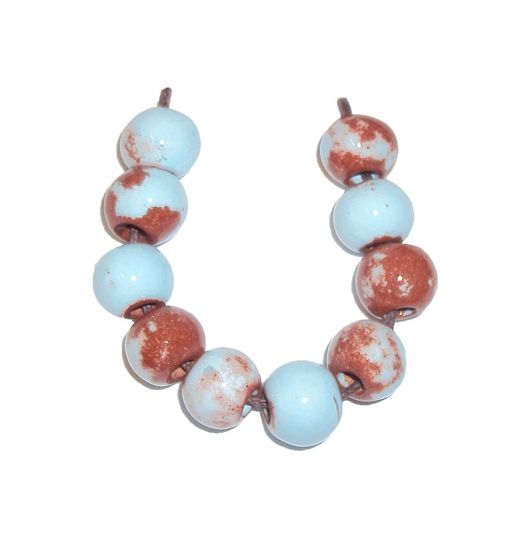 Ceramic Clay Beads Eggshell Blue and Terra Cotta Southwest Colors ...