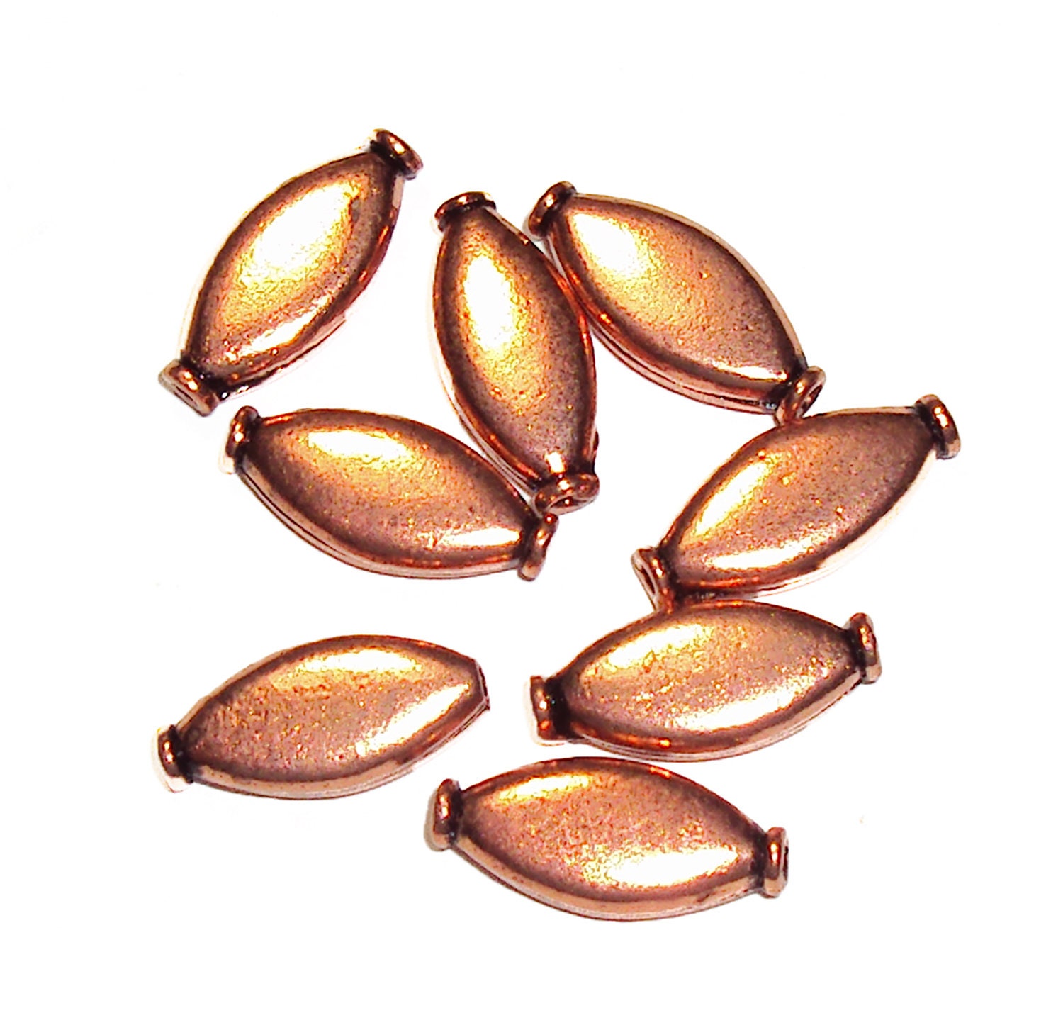 Smooth Copper Flat Oval Marquis Shape Bead 6 Beads - Etsy