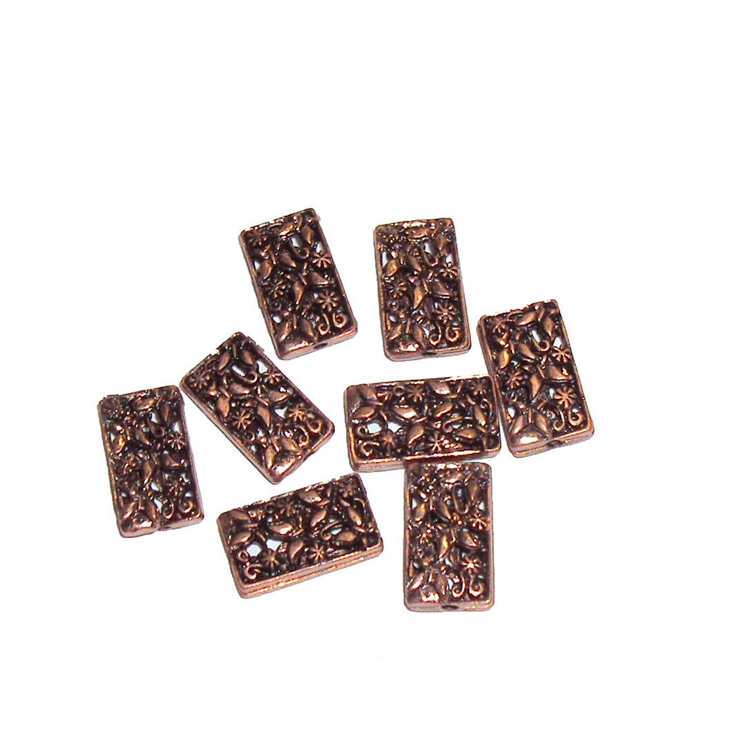 Filigree Bead Antique Copper Cutout Floral Motif Rectangle Bead - Etsy
