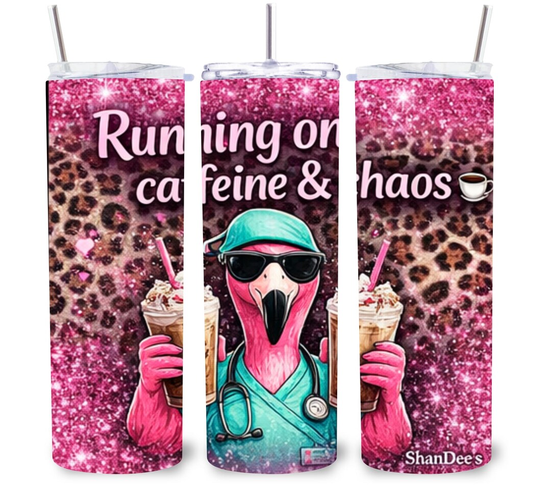 Funny PSW Tumbler, Running on Caffeine & Chaos, Nurse and Caregiver ...