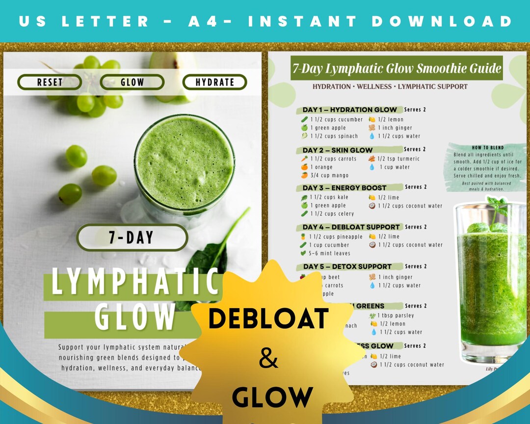 Guide de 7 jours de smoothies lueur lymphatique imprimable, PDF de ...