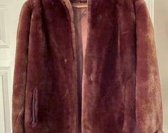 Vintage 50s MOUTON FUR COAT Dark Chocolate Brown Winter Small / Medium ...