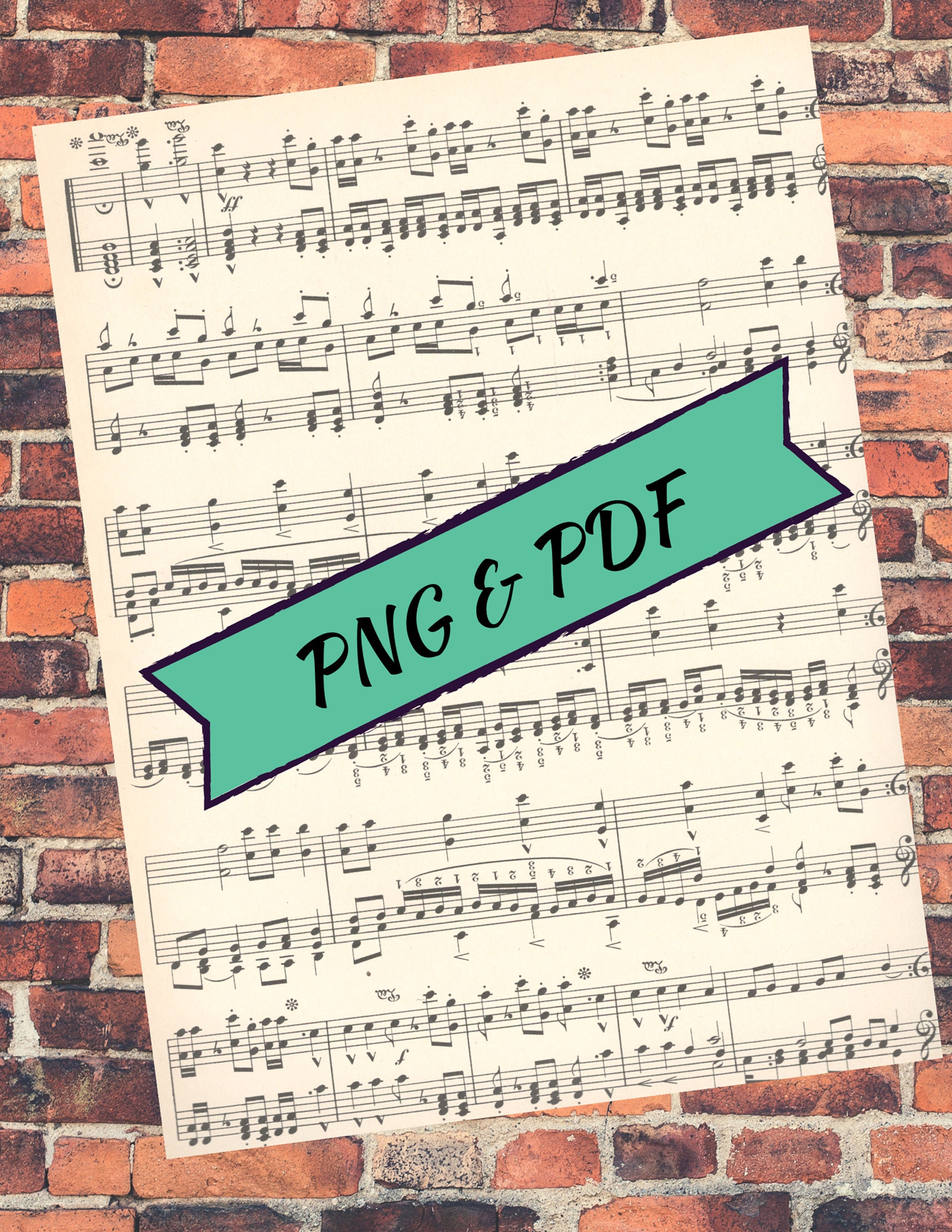 Music Printable-digital Sheet Music Printables-4 Pages, Ephemera, Junk ...