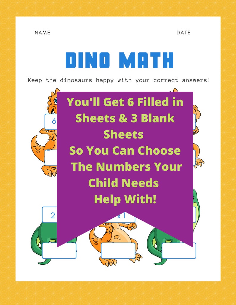 Dino Math Multiplication Printable Worksheets, Grade 2-3, Math,download ...