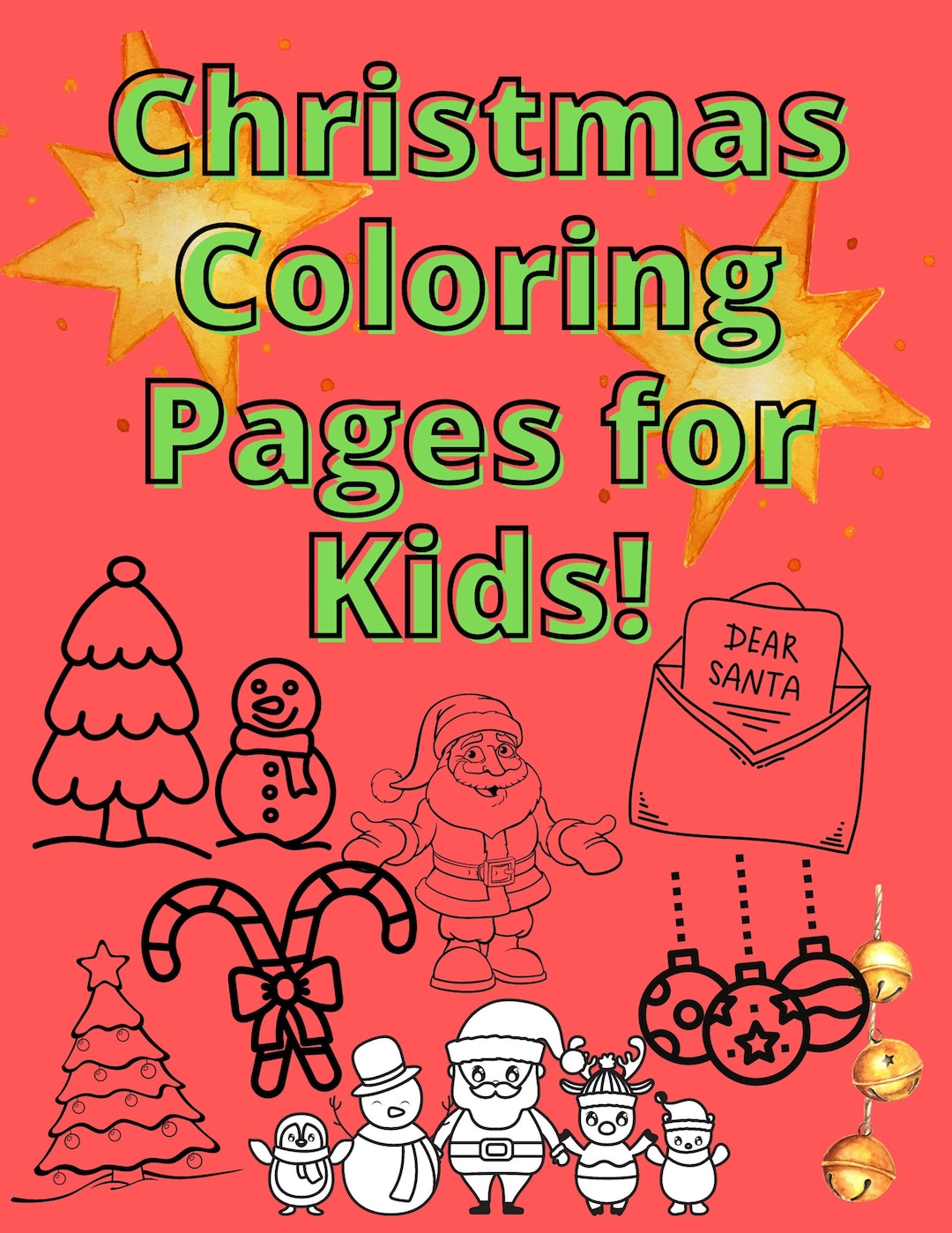 Kids Christmas Coloring Pages-12 Fun Pages - Etsy