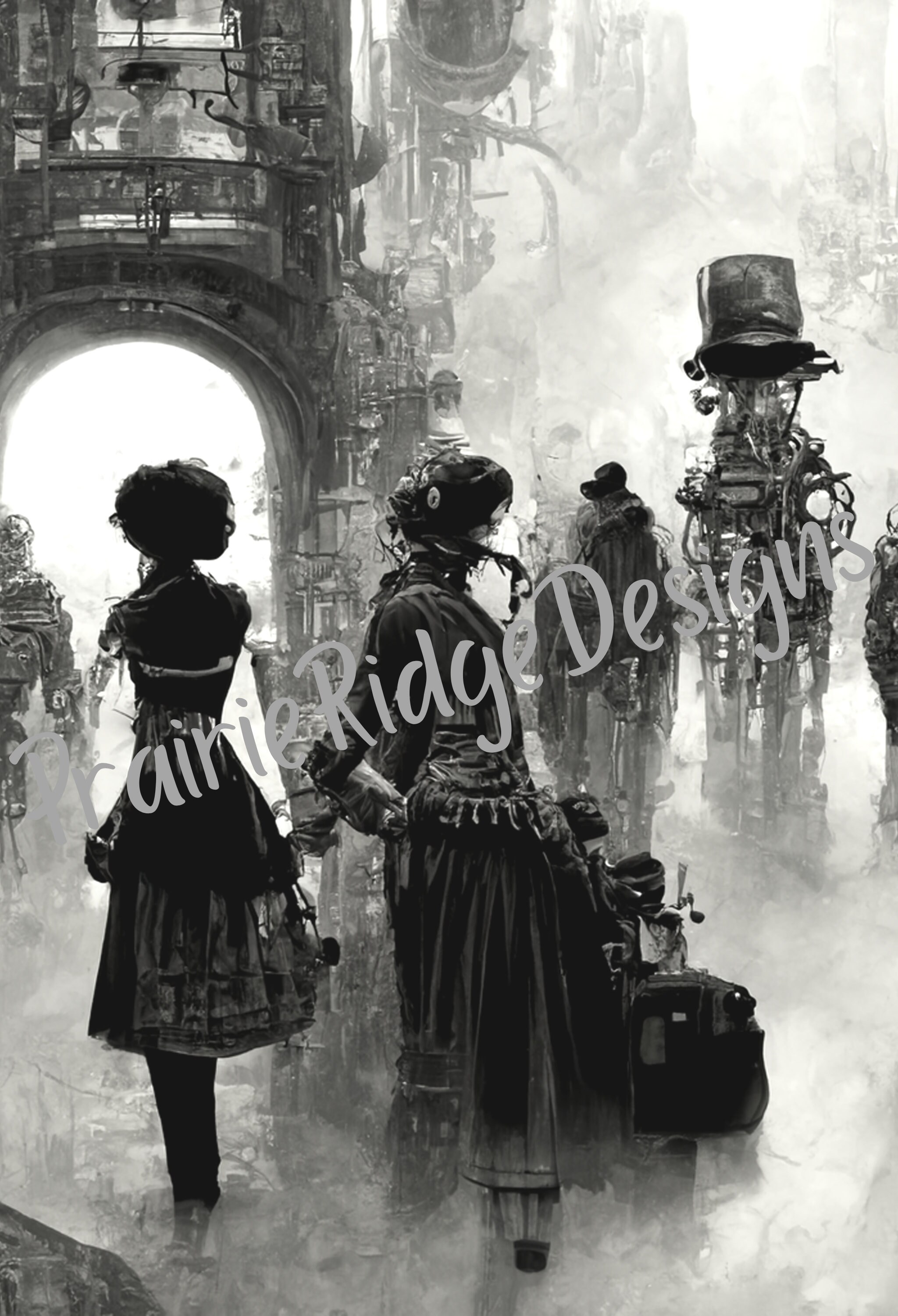 Unique Steampunk Images in Black & White-woman, Machines, People ...