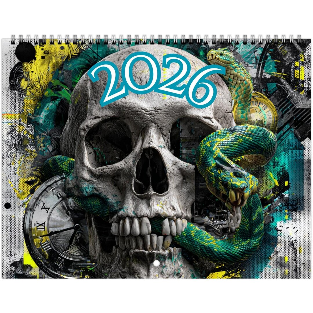 Gothic 2026 Skull & Snakes Wall Calendar - Grunge Style 8.5x11 - Etsy ...