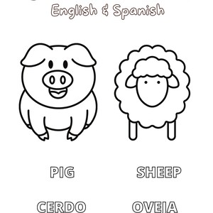 English-spanish Animal Coloring Pages-for Toddlers or Young Children ...