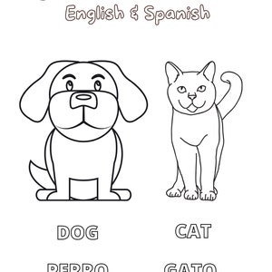 English-spanish Animal Coloring Pages-for Toddlers or Young Children ...