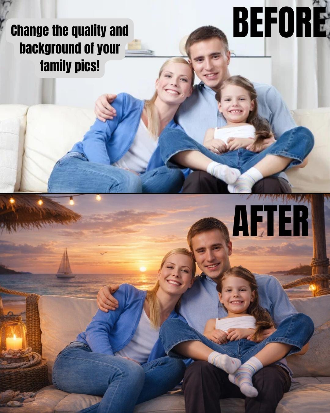 Family Photo Editing | Background Change & Enhancement (digital Service ...