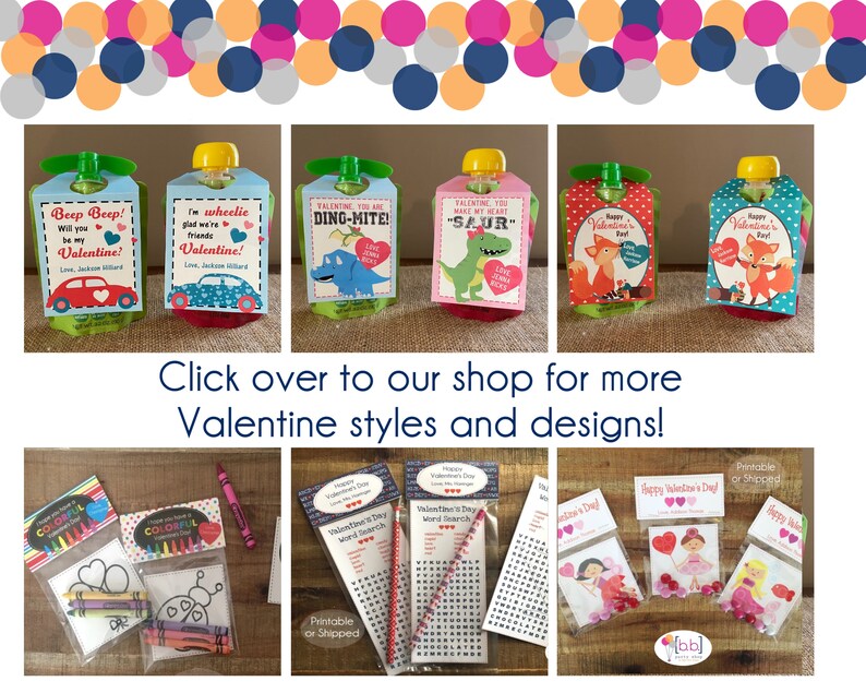 Applesauce Pouch Valentine's Day Tag Label Printable or - Etsy