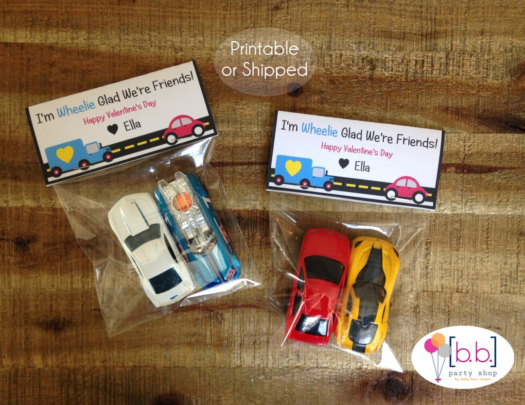 Valentine's Day Card Cars Treat Bag Topper Printable or Shipped - Etsy