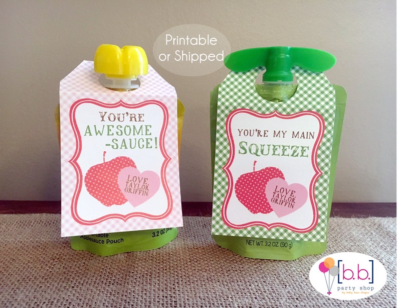 Applesauce Pouch Valentine's Day Tag Label Printable or | Etsy